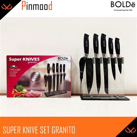 Jual BOLDE SUPER KNIVES GRANITO 7 PCS SET BLACK PISAU GRANITE KNIFE