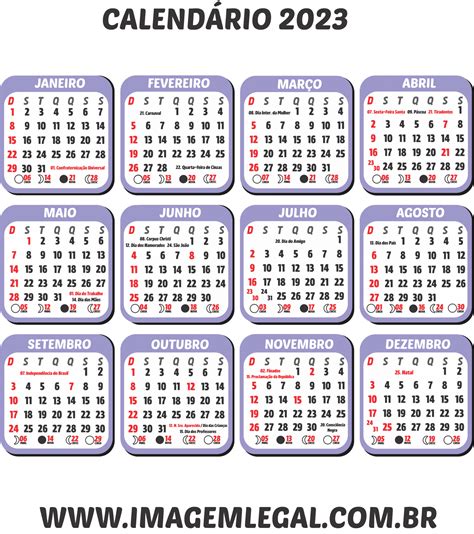 Calendário 2023 Grátis para Baixar em PNG Imagem Legal