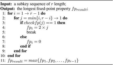 algorithm 2 search the fixed‐point property in full key space download scientific diagram