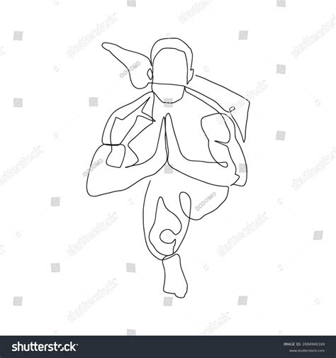 Continuous Line Male Figure Naked Strong Stock Vector Royalty Free