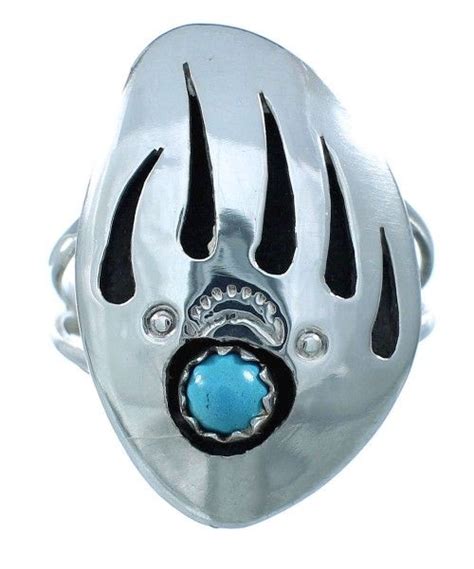 Sterling Silver Navajo Turquoise Bear Paw Ring Size 6 1 4 SX104087