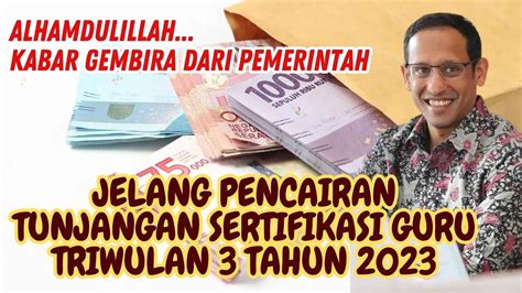 JELANG PENCAIRAN TUNJANGAN SERTIFIKASI GURU TRIWULAN 3 ADA KABAR