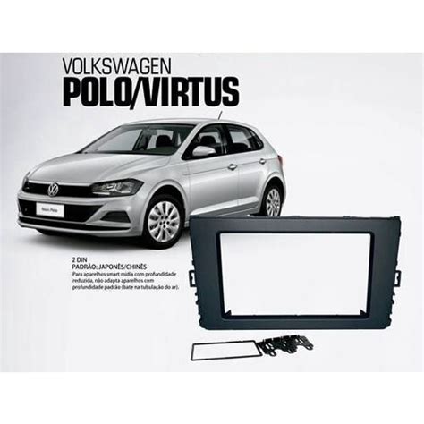 Moldura Painel 2din Vw Polo Virtus T cross Preta Fosca em Promoção na