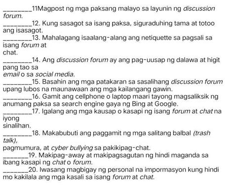 III Panuto Isulat Ang TAMA Kung Ang Pangungusap Ay Wasto O Angkop