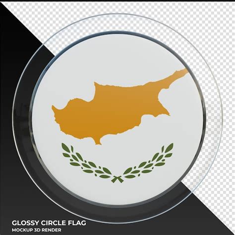 Bandera de círculo brillante con textura 3d realista de chipre