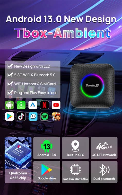 Carlinkit CarPlay Ai Box Plus Android 13 8 128GB QCM 8 Core 6225