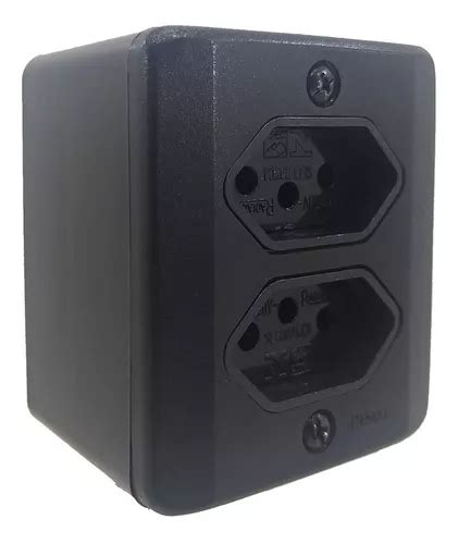 Tomada Dupla P T Sistema X A Black Radial Caixa Externa Escorrega