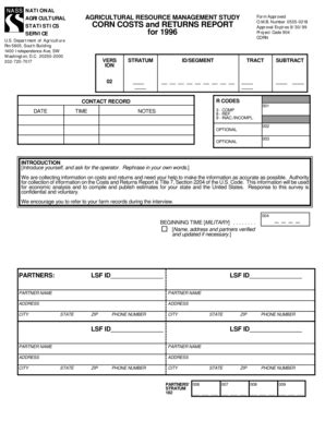 Fillable Online Ers Usda W 1996 Corn Phase3 Questionnaire Q COP FOH
