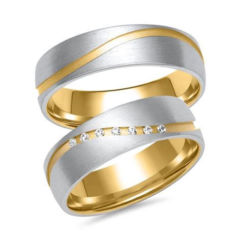 Unique Eheringe aus Gelb und Weißgold mit 7 Brillanten ER0046s