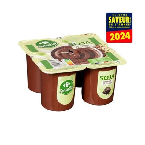 Dessert végétal au soja chocolat CARREFOUR SENSATION les 4 pots de