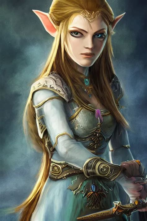 KREA Zelda Dressed Like Malenia From Elden Ring Weilding A Broad