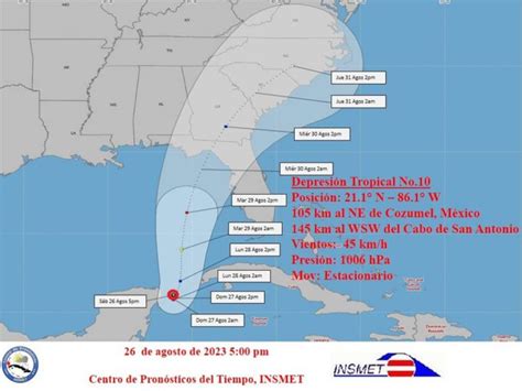 Décima tormenta tropical en el mar Caribe occidental La Demajagua