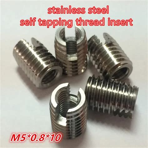 20pcs M5 0 8 Self Tapping Thread Inserts 302 Slotted Type Screw Bushing