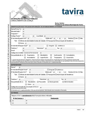 Preenchível Disponível cm tavira OCUPAO DO ESPAO PBLICO CANCELAMENTO DE