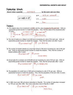 Exponential Functions Word Problems Worksheet With Answers Enhance