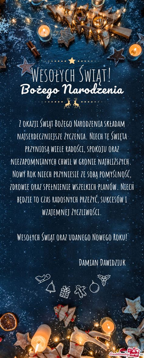 Z okazji Świąt Bożego Narodzenia składam najserdeczniejsze życzenia