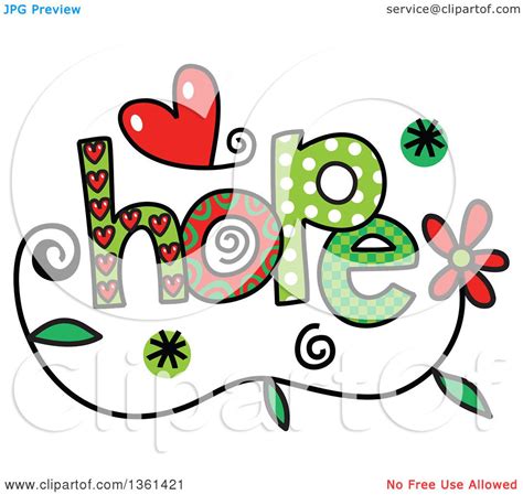 Clipart Of Colorful Sketched Hope Word Art Royalty Free Vector