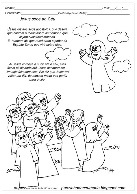 Pãozinho do Céu Ascensão Jesus sobe ao Céu Atividades