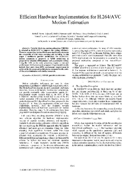 pdf efficient hardware implementation for h 264 avc motion estimation mahmoud reza hashemi