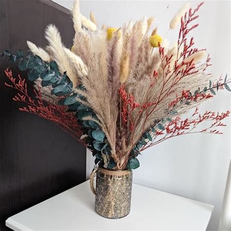 Lot de 105 herbes de la pampa séchées naturelles de 43 2 cm bouquet de