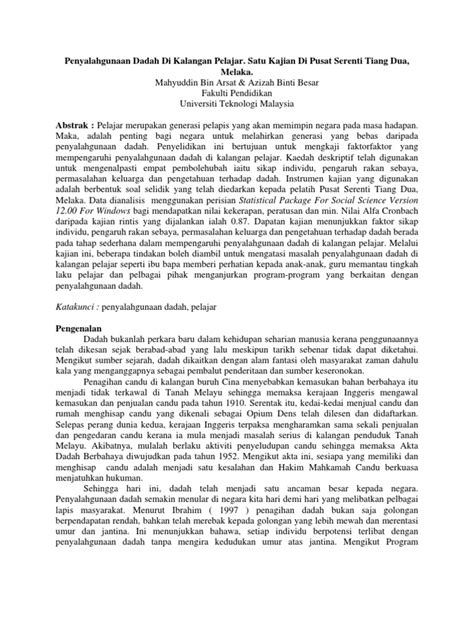 PDF Penyalahgunaan Dadah Di Kalangan Pelajar DOKUMEN TIPS