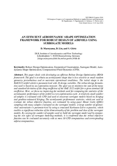 pdf an efficient aerodynamic shape optimization framework for robust