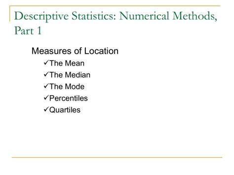 descriptive statistics numerical methods