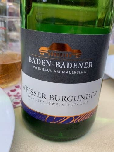 Baden Badener Yburg Weisser Burgunder Trocken Vivino US