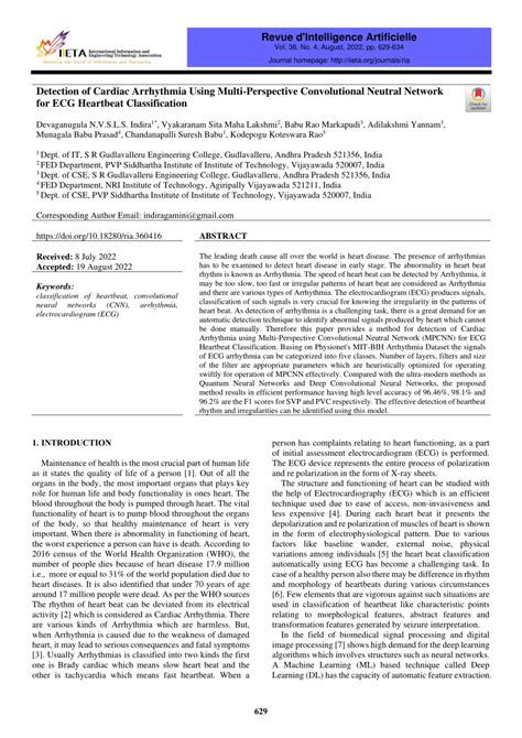 pdf detection of cardiac arrhythmia using multi perspective convolutional neutral network for