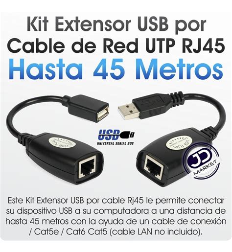 Kit Extensor Usb Por Cable De Red Utp Rj45 Hasta 45 Metros MercadoLibre