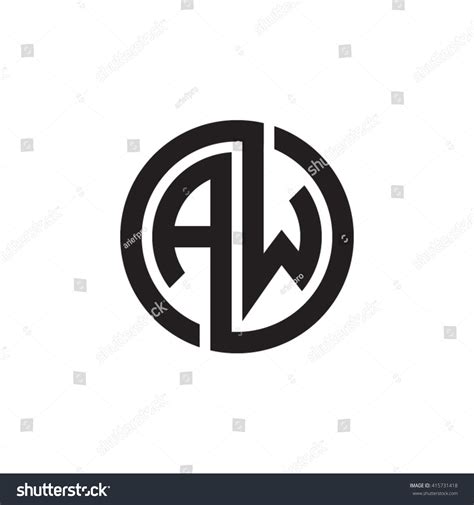 Aw Initial Letters Linked Circle Monogram Logo Stock Vector 415731418