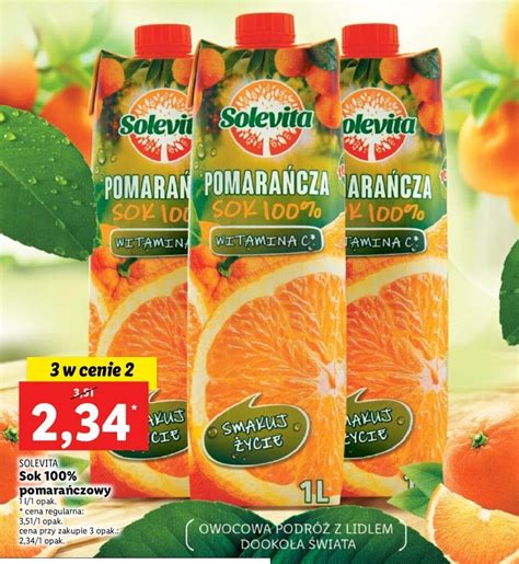 Promocja Sok 100 pomarańczowy Solevita 1l w Lidl