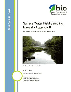 Fillable Online Epa Ohio Surface Water Field Sampling Manual Appendix