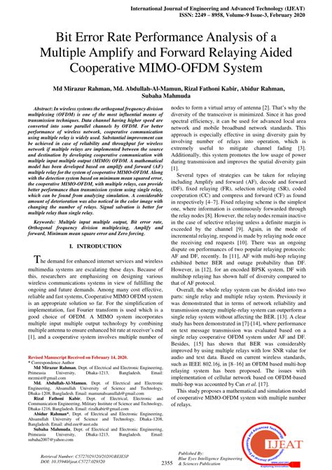 pdf bit error rate performance analysis of a multiple amplify and forward relaying aided