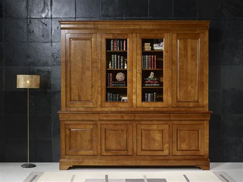 Bibliothèque 2 corps 4 portes Anna réalisée en Merisier Massif de