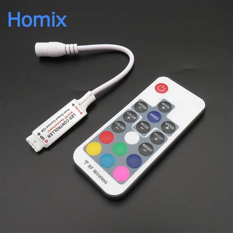 Homixs DC 5V 24V 12A 17key Mini RF Wireless Led Rgb Remote Controller