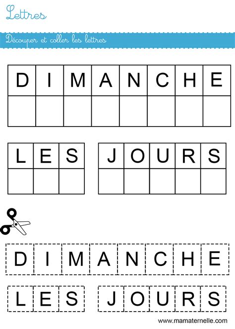 Lettres découper et coller Ma Maternelle