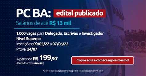 Concurso PC BA prova para Delegado é remarcada