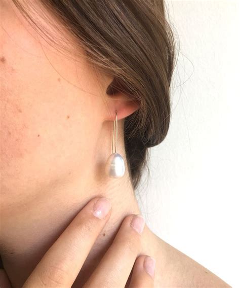 Boucles D Oreille Perles Blanches Pendantes LESSisRARE Boucle D