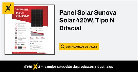 Panel Solar Fotovoltaico Sunova 420W Bifacial Tipo N MerXu