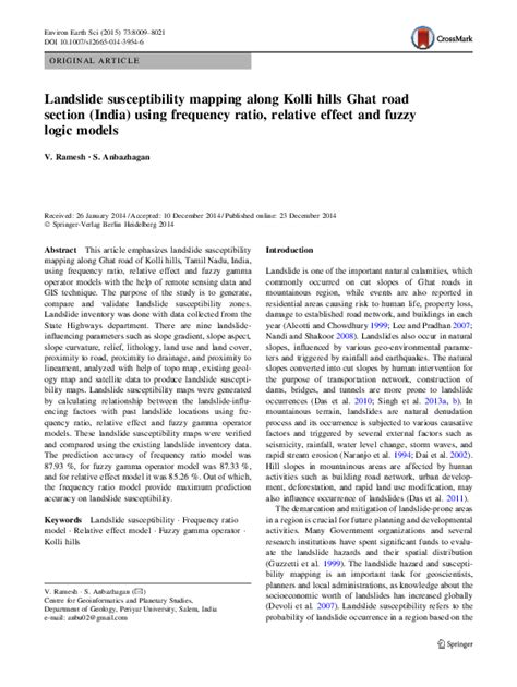 pdf landslide susceptibility mapping along kolli hills ghat road section india using