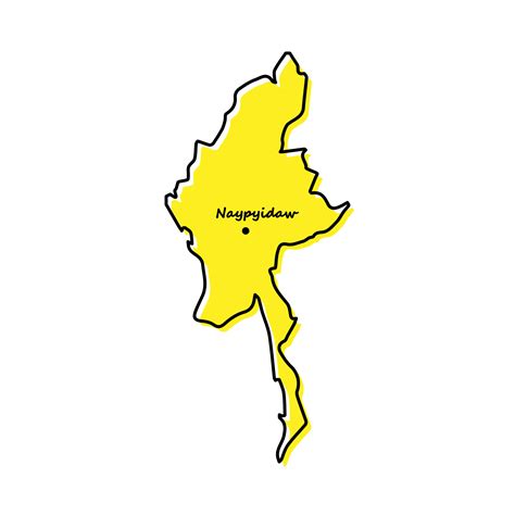 Simple Outline Map Of Myanmar With Capital Location 21807022 Vector Art