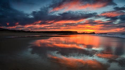 Puesta De Sol Mar Cielo Nubes Anochecer Fondos De Pantalla