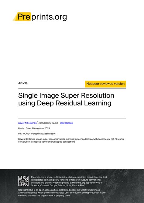 pdf single image super resolution using deep residual learning