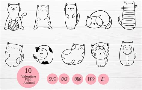 10 Cats Cartoon Bundle SVG Cut File Ani Graphic By Artdee2554