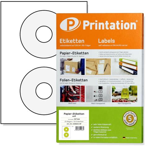 Cd Dvd Etiketten Wei Selbstklebend Rund Blickdicht Blatt Labels