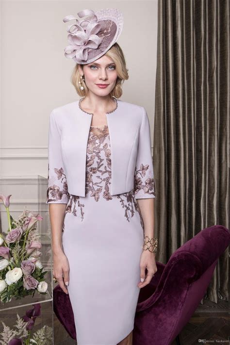 Lilac 2019 Mother Of The Bride Dresses With Jacket Lace Applique