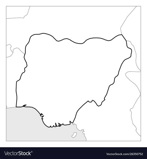 Map Nigeria Black Thick Outline Highlighted Vector Image