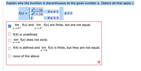 solved explain why the function is discontinuous at the