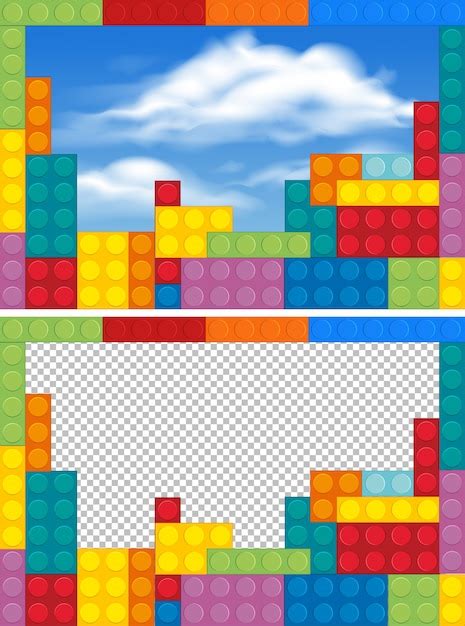 Plantillas De Borde Con Coloridos Bloques Vector Premium